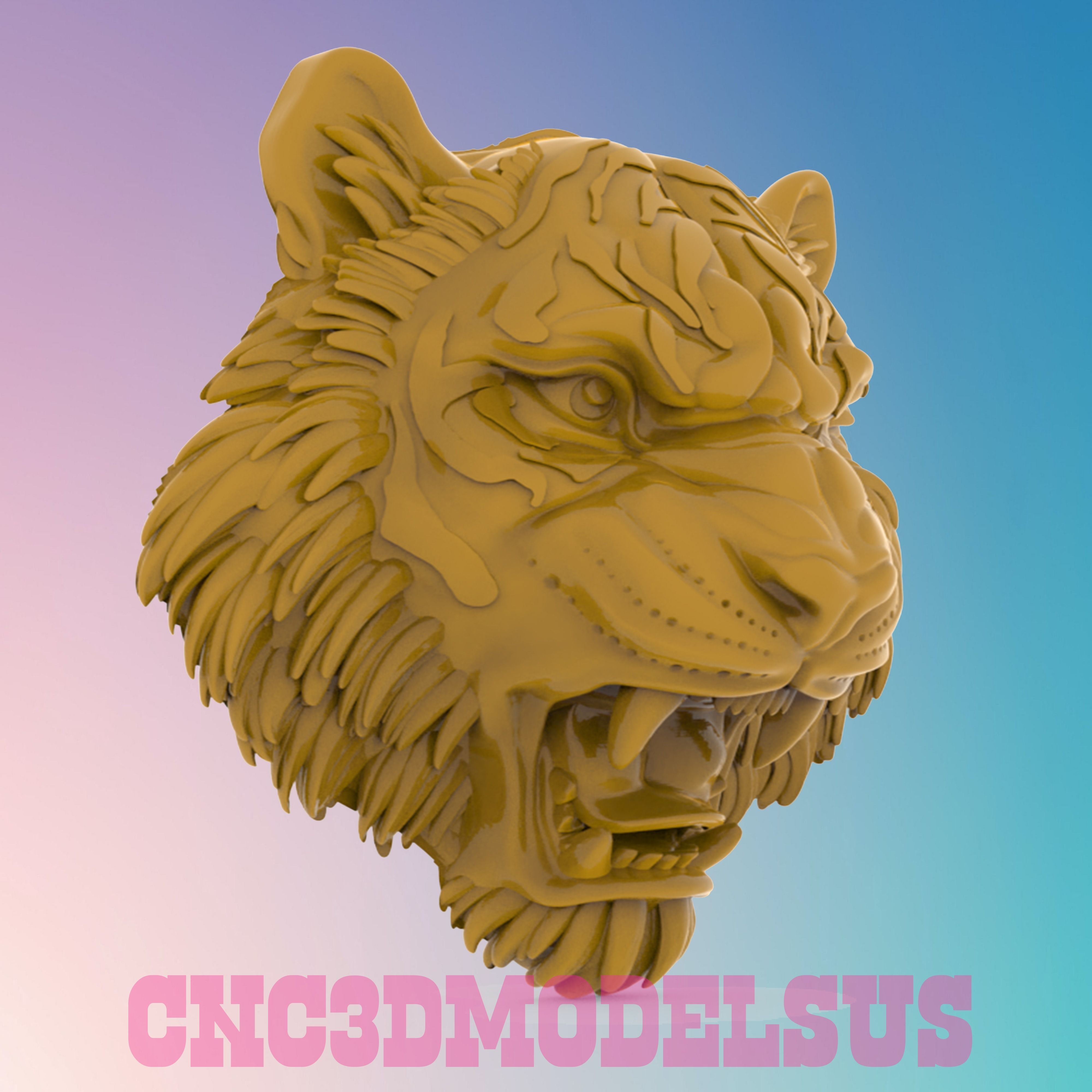 Tiger Head 3D MODEL STL FILE FOR CNC ROUTER LASER 3D model 3D printable ...