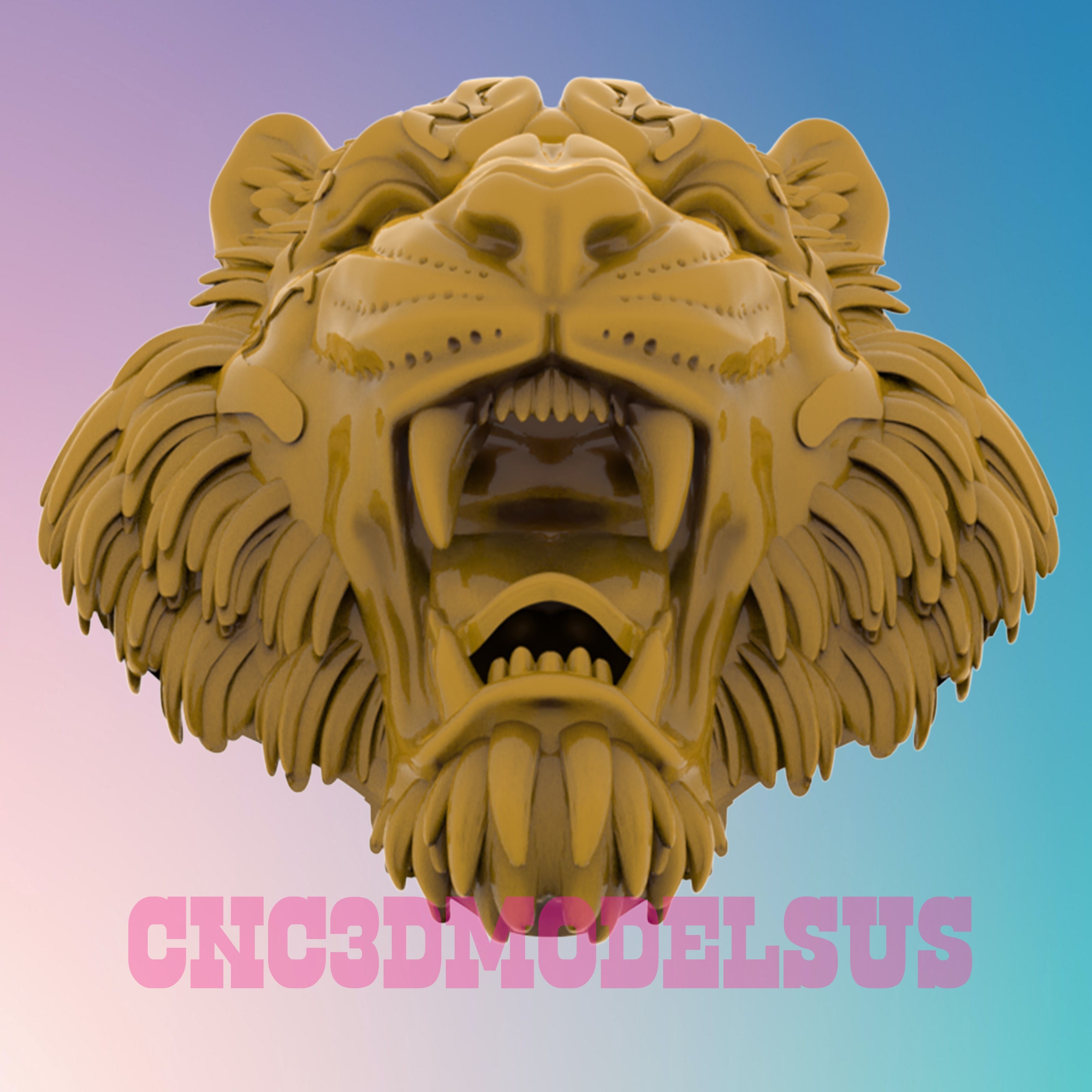 Tiger Head 3D MODEL STL FILE FOR CNC ROUTER LASER 3D model 3D printable ...