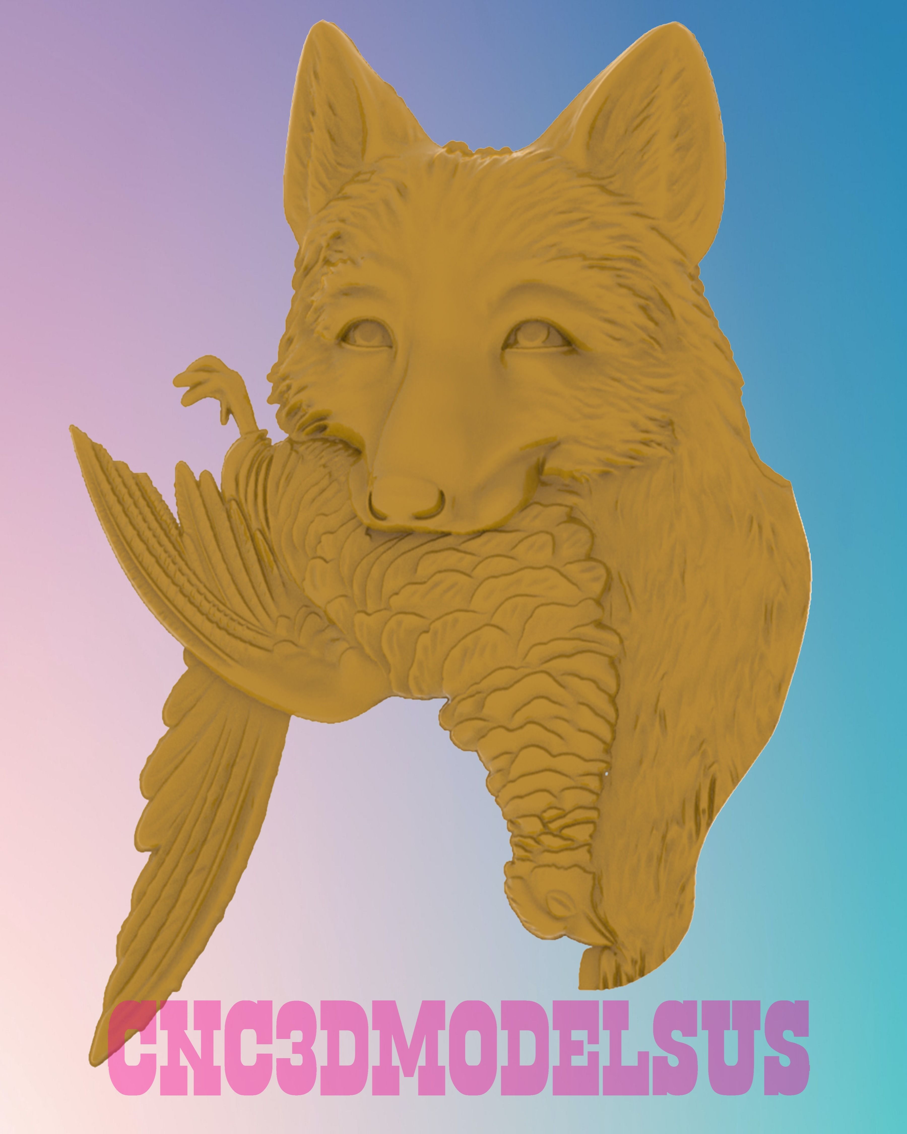 Fox catching bird 3D MODEL STL FILE FOR CNC ROUTER LASER 3D model 3D ...