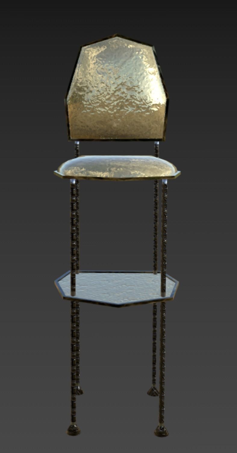 Bar Stool with Gold layered seats and frame free VR / AR / low-poly 3D ...