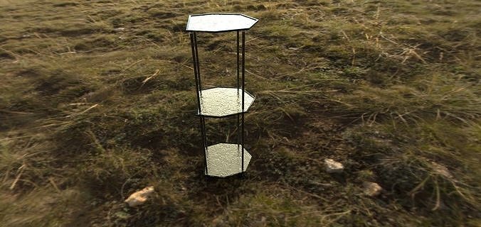 Shelf with golden plates and flowing gold frame free VR / AR / low-poly ...