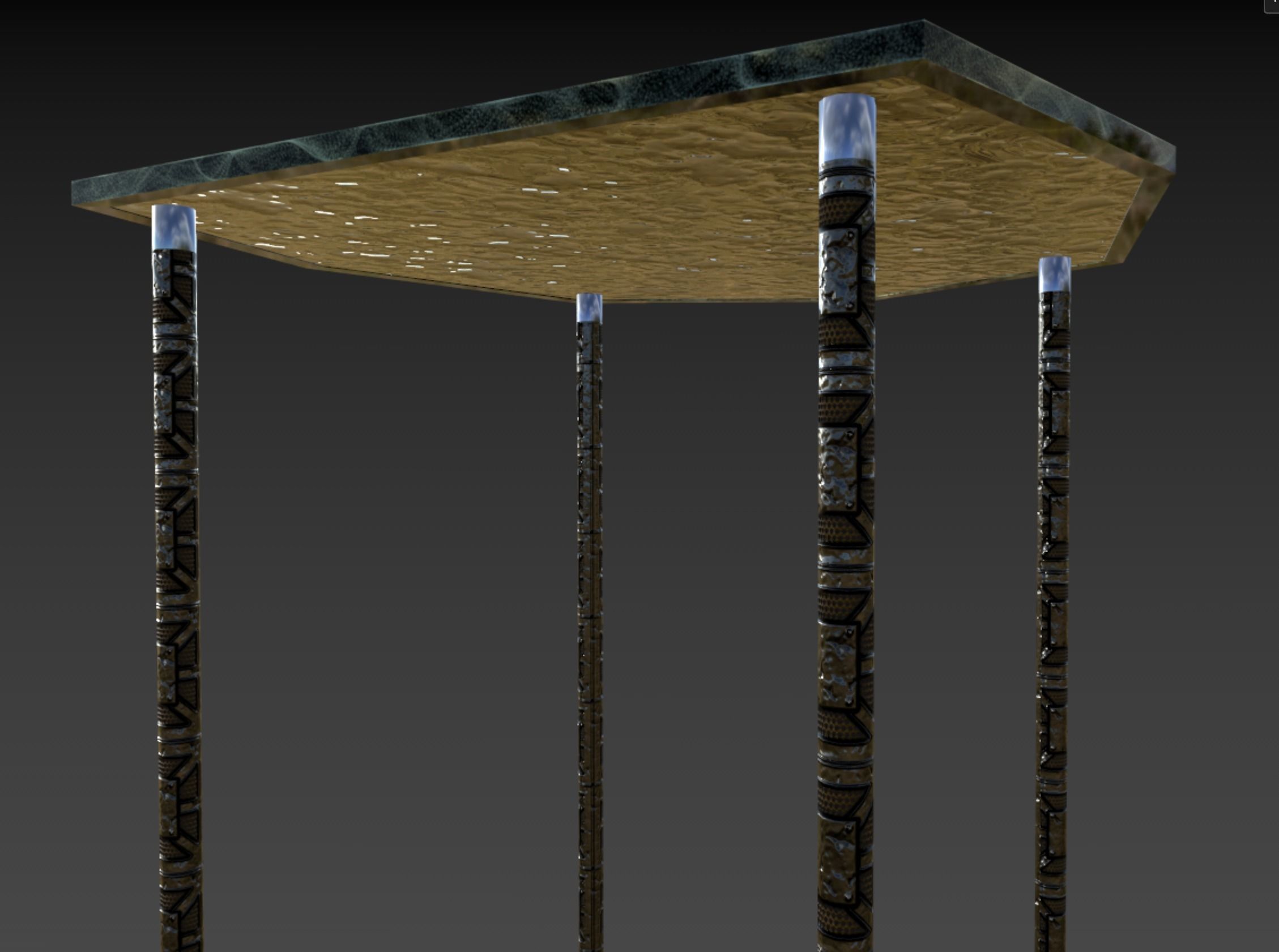 Shelf with golden plates and flowing gold frame free VR / AR / low-poly ...