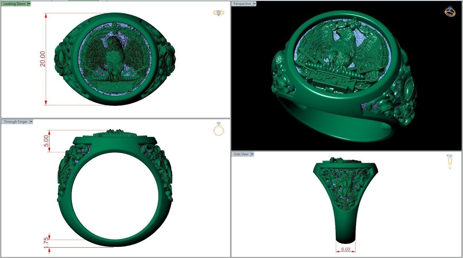 Roman Legion Eagle SPQR Senate Wreath Symbol Signet 3D model 3D ...