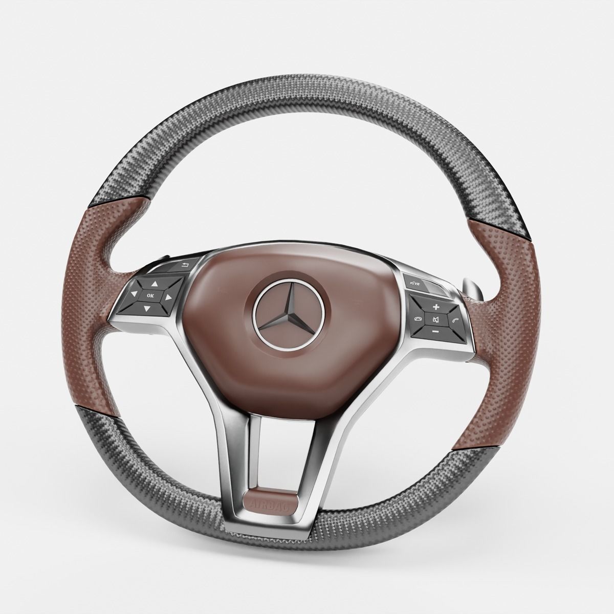3d Steering Wheel With Dark Red Cover 3D model | CGTrader
