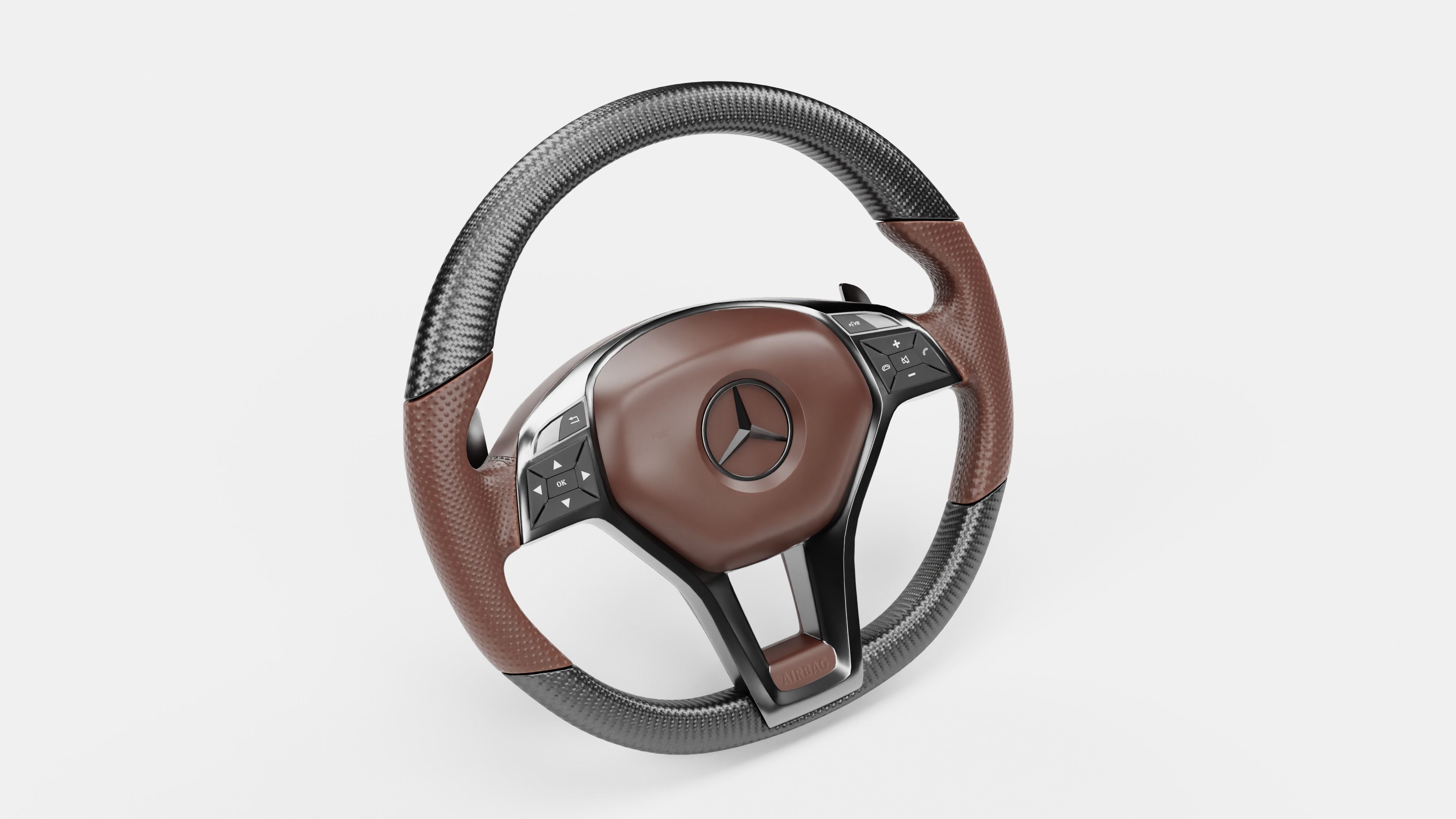 3d Steering Wheel With Dark Red Cover 3D model | CGTrader