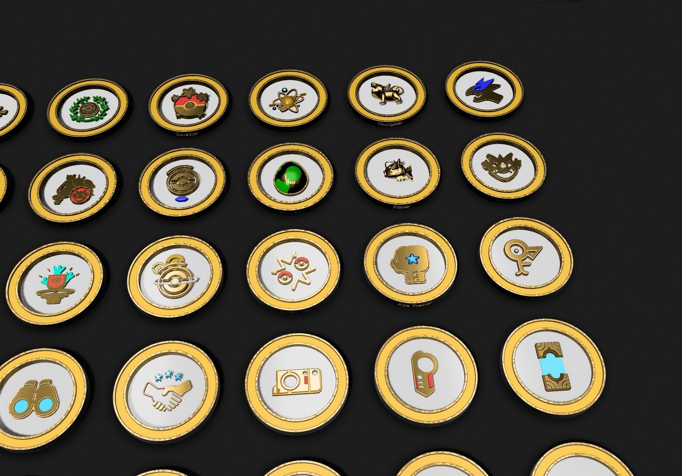 Complete Pokemon Go set of Badges 51 Badges 3D model 3D printable ...
