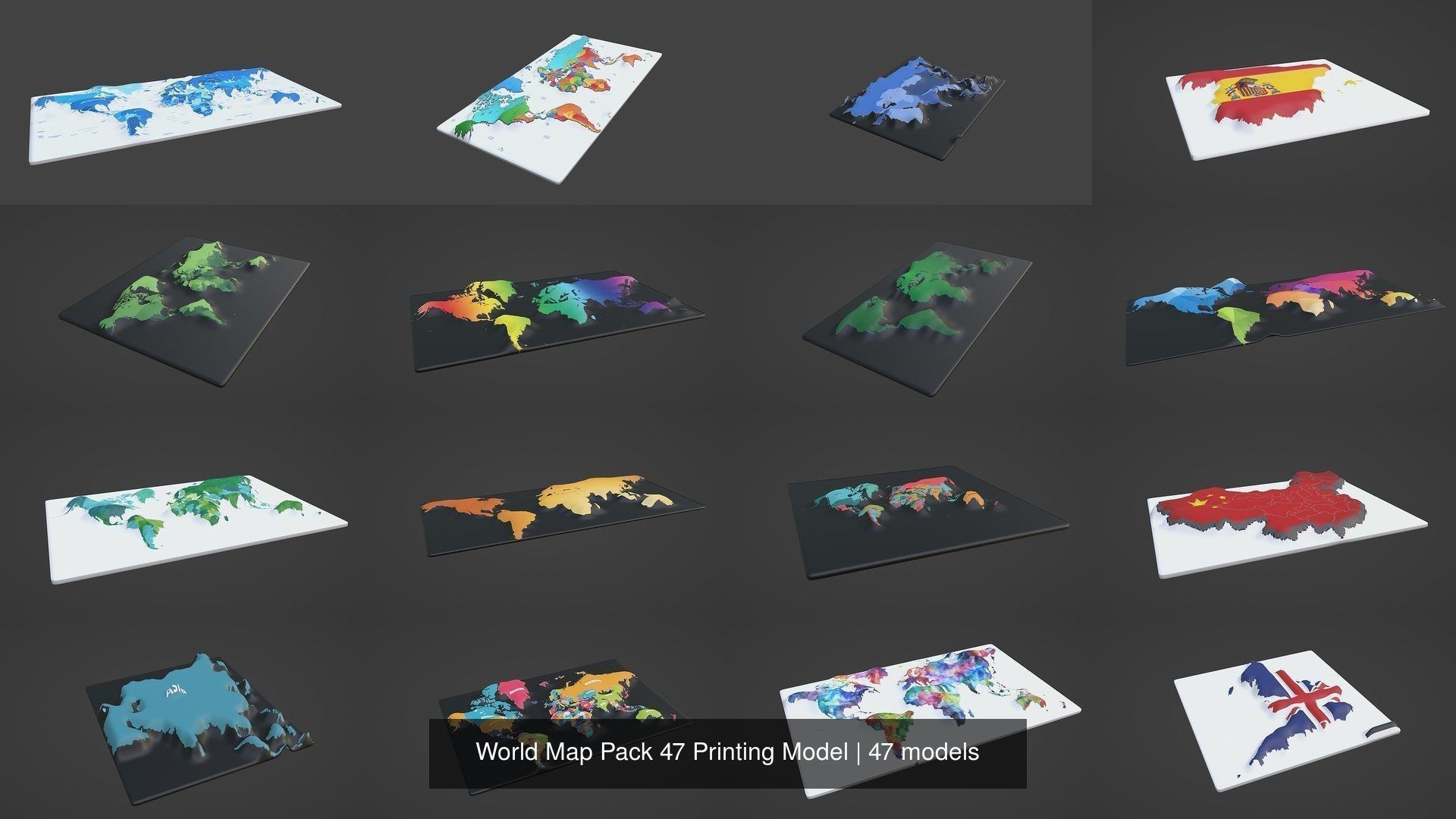 World Map Pack 47 Printing Model 3D Model Collection 3D printable ...