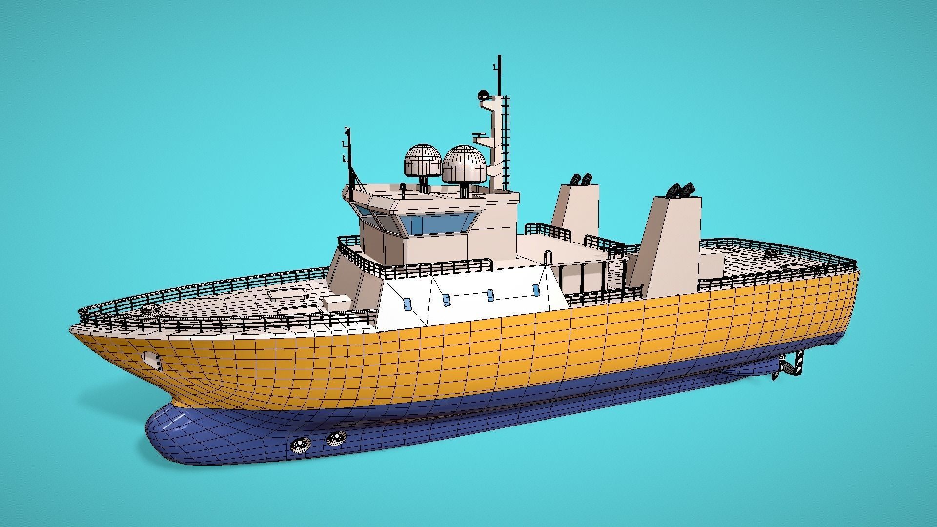 3D model Low Poly Marine Supply Vessel Ship Model 1 VR / AR / low-poly ...