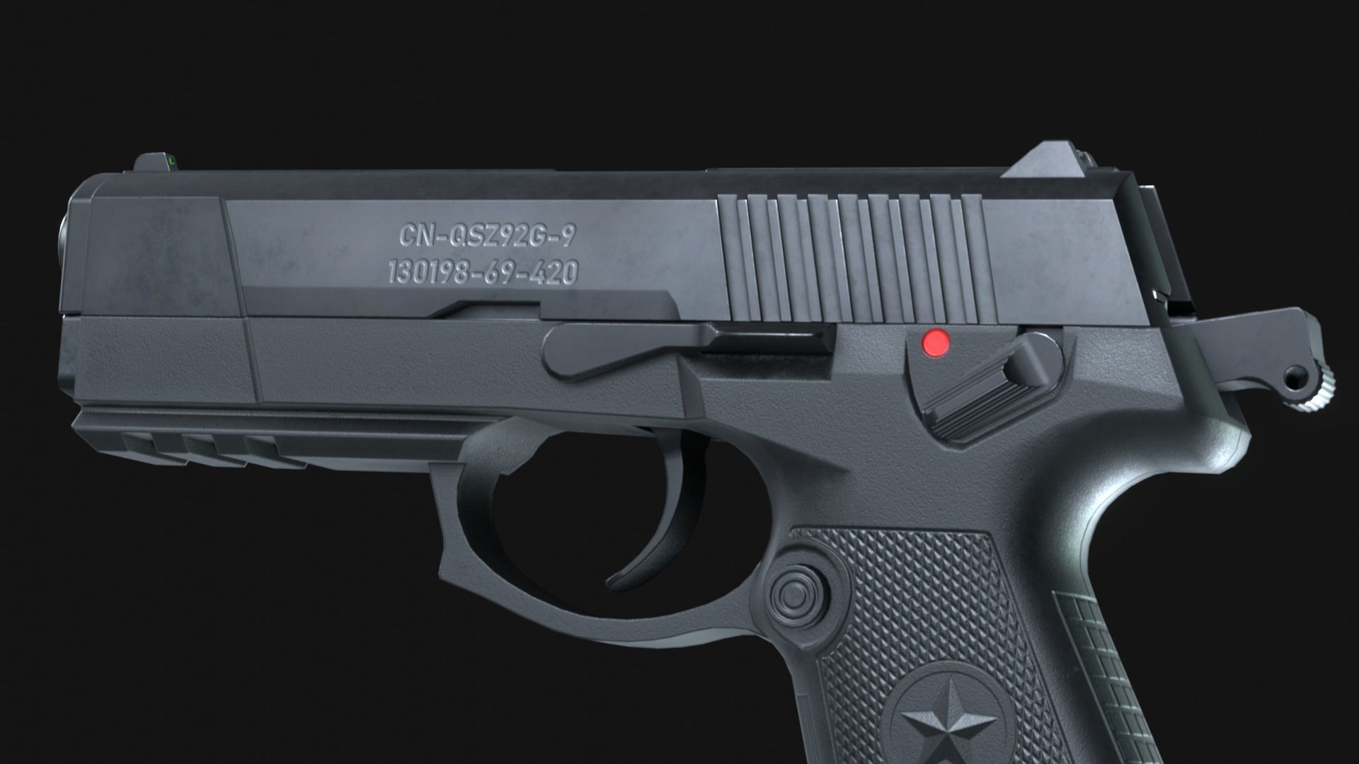 3D model Norinco QSZ-92G 9mm Handgun and SureFire XH35 VR / AR / low-poly | CGTrader