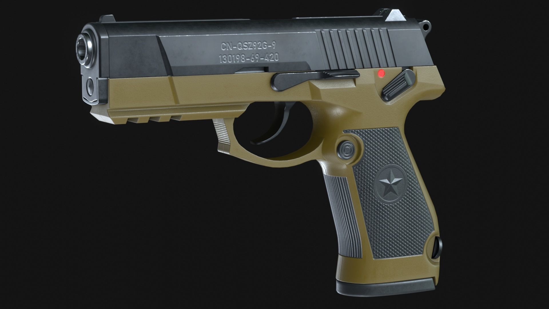 3D model Norinco QSZ-92G 9mm Handgun and SureFire XH35 VR / AR / low-poly | CGTrader