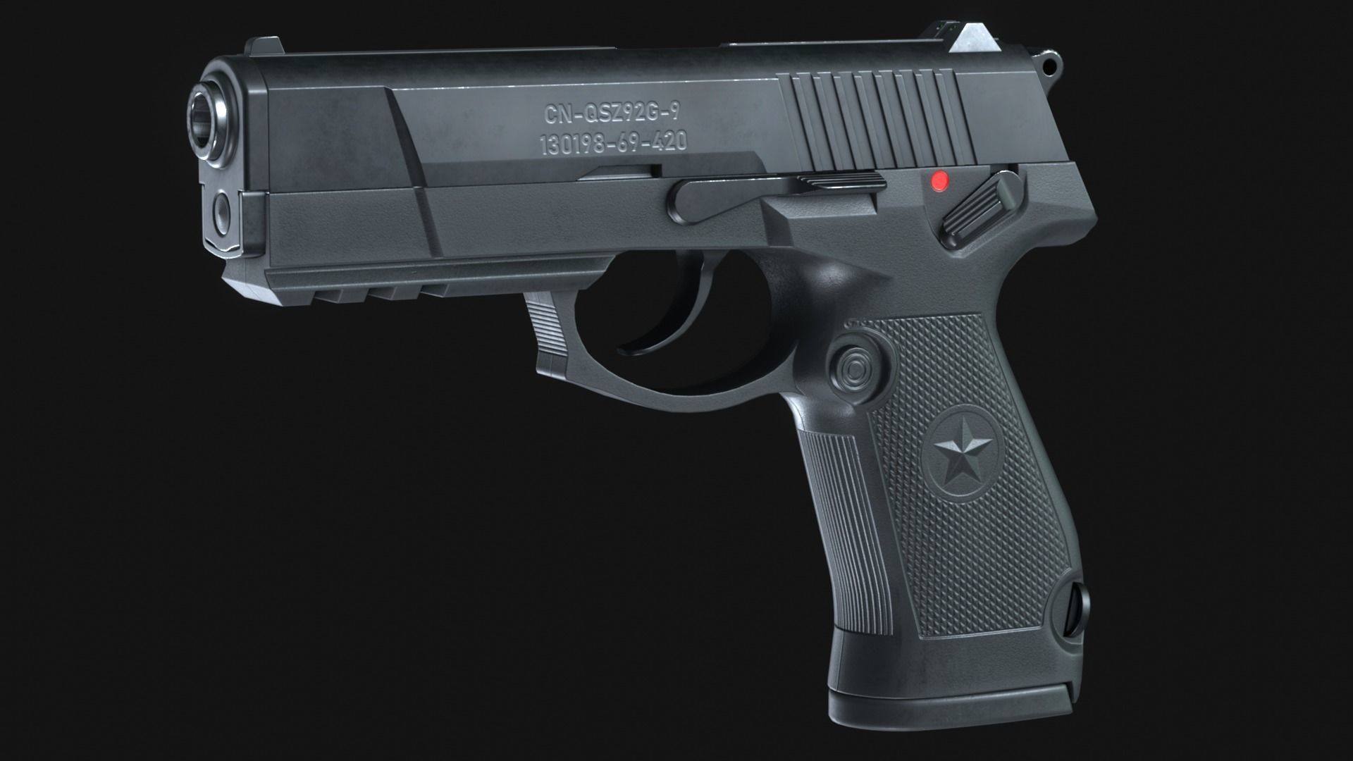 3D model Norinco QSZ-92G 9mm Handgun and SureFire XH35 VR / AR / low ...