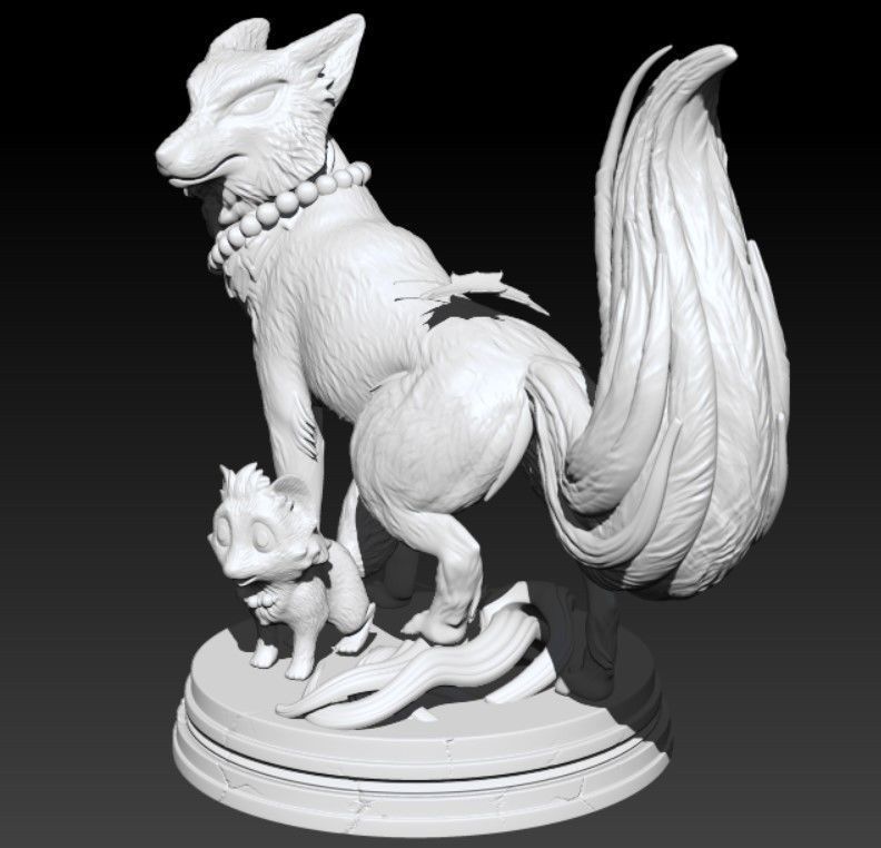 Le Renard et le petit Tanuki 3D model 3D printable | CGTrader