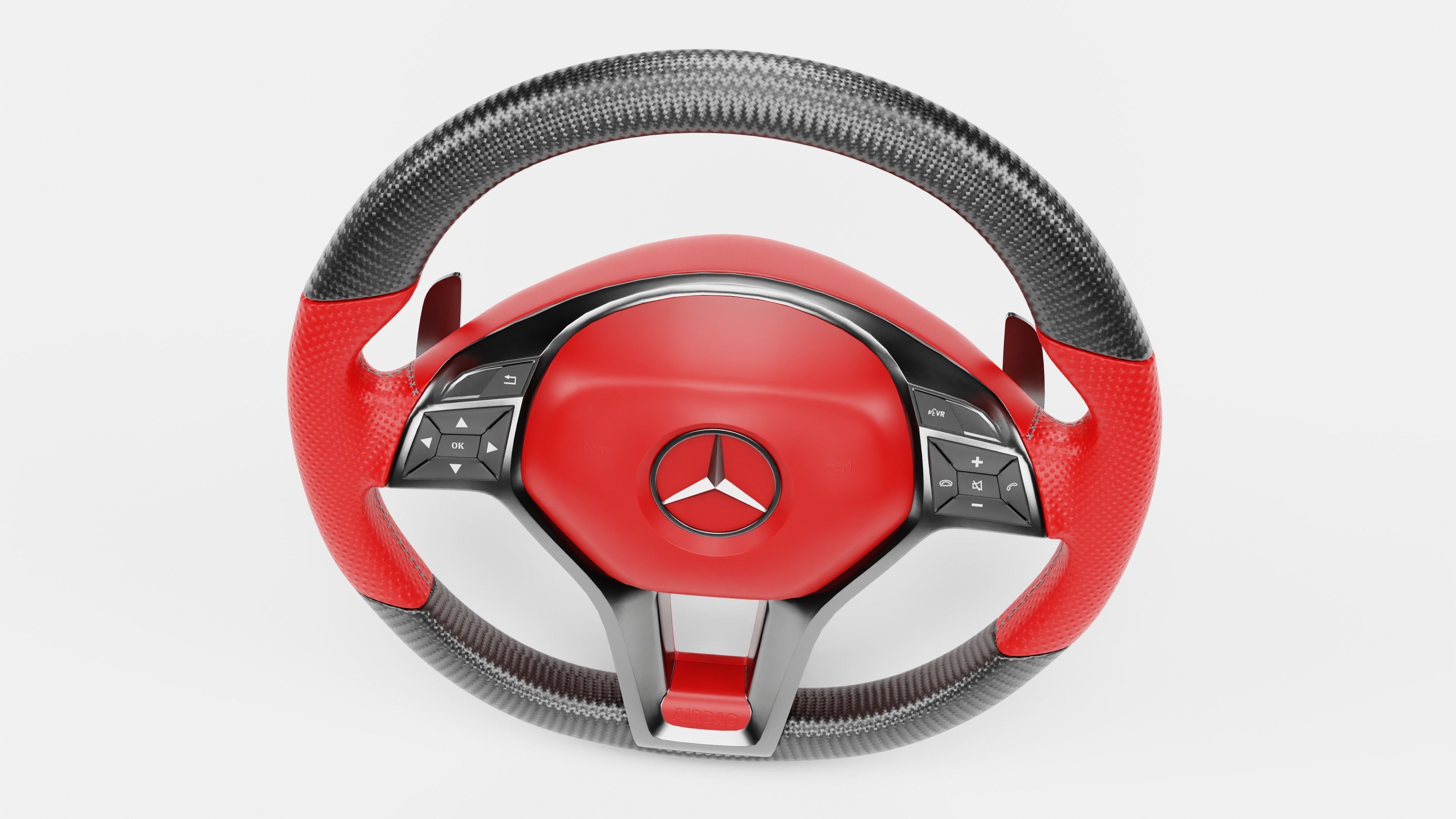 3d Steering Wheel With Red Cover 3D model | CGTrader