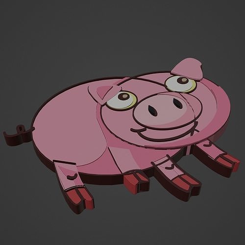 pig animal cartoon 3D model 3D printable | CGTrader