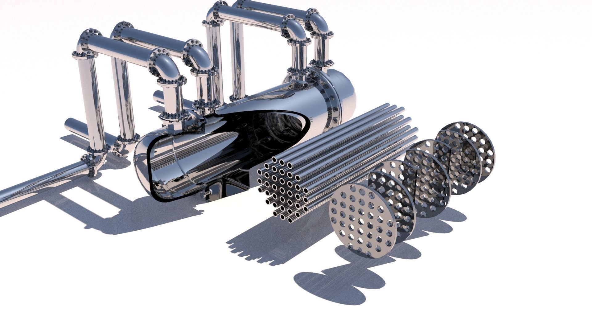Refinery Shell and Tube Heat Exchanger 3D model | CGTrader