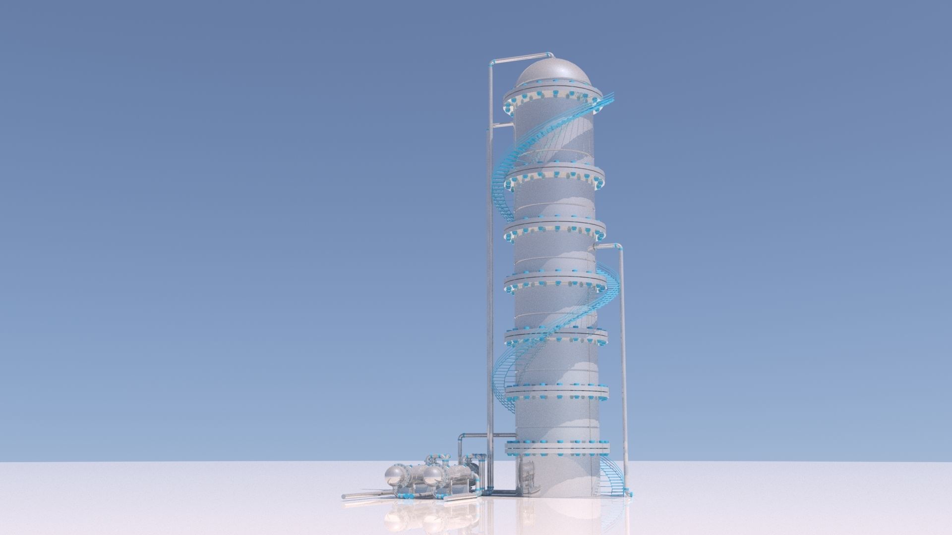 Refinery Distillation Column 04 3D model | CGTrader