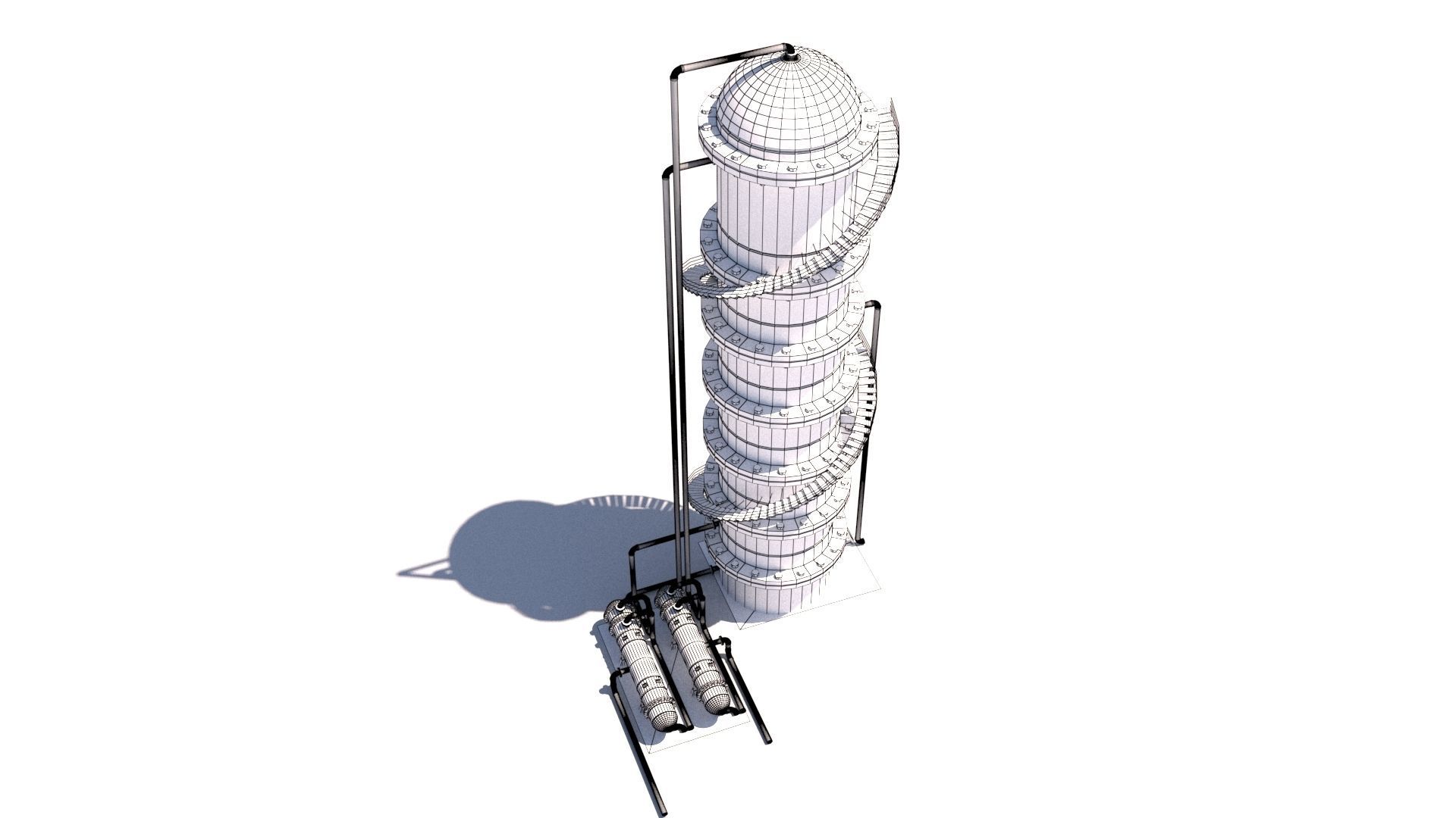 Refinery Distillation Column 04 3D model | CGTrader