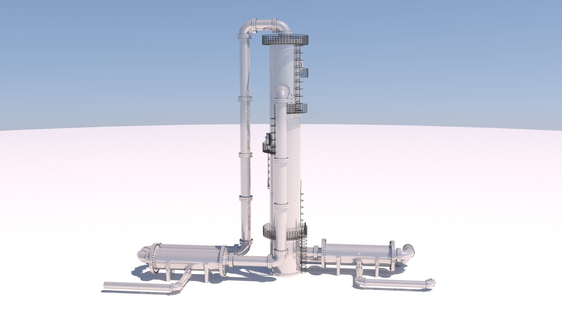 Refinery Distillation Column 05 3D model | CGTrader