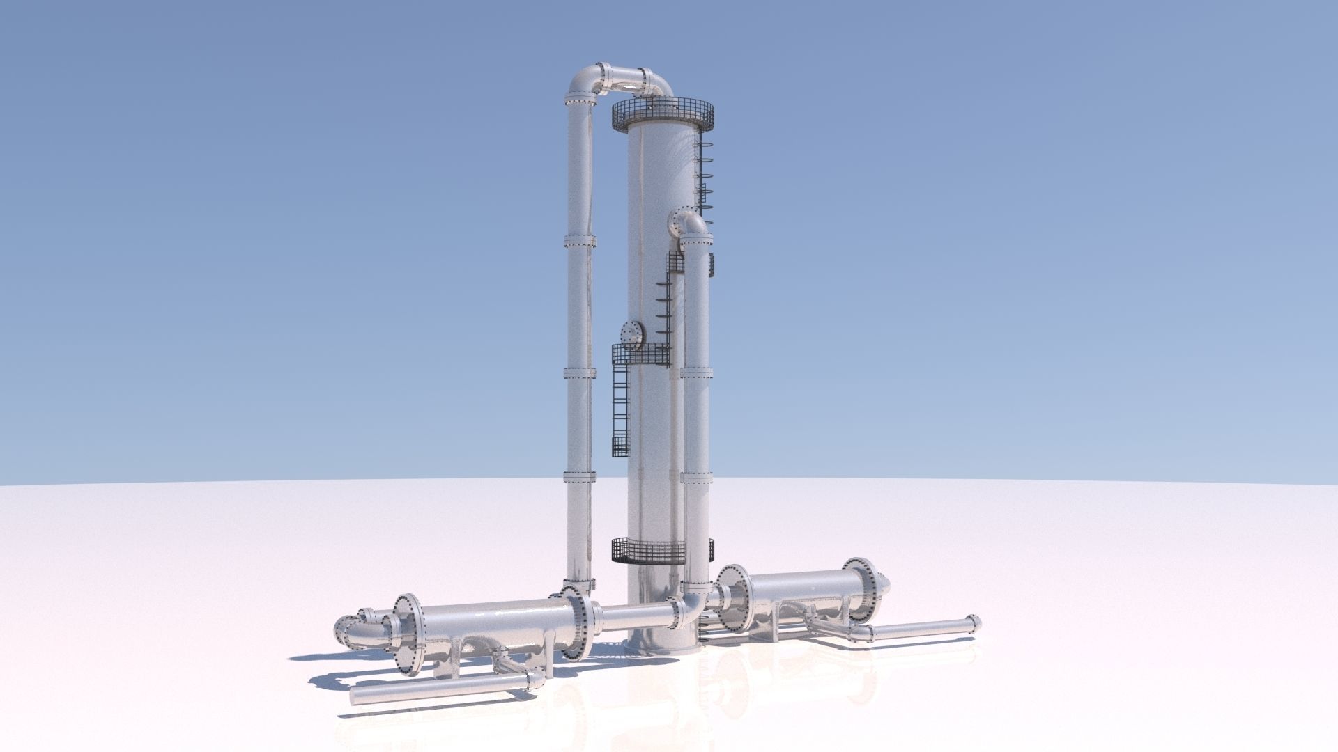 Refinery Distillation Column 05 3D model | CGTrader