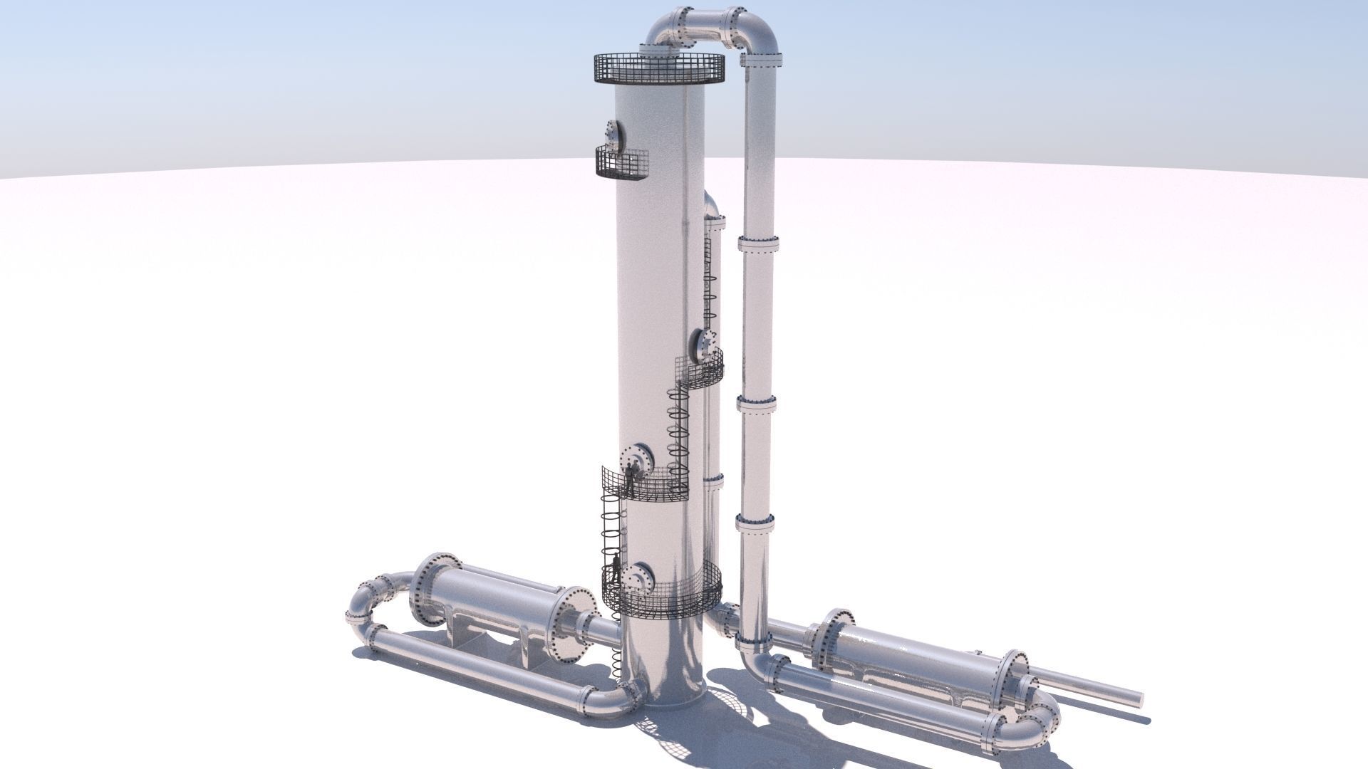 Refinery Distillation Column 05 3D model | CGTrader