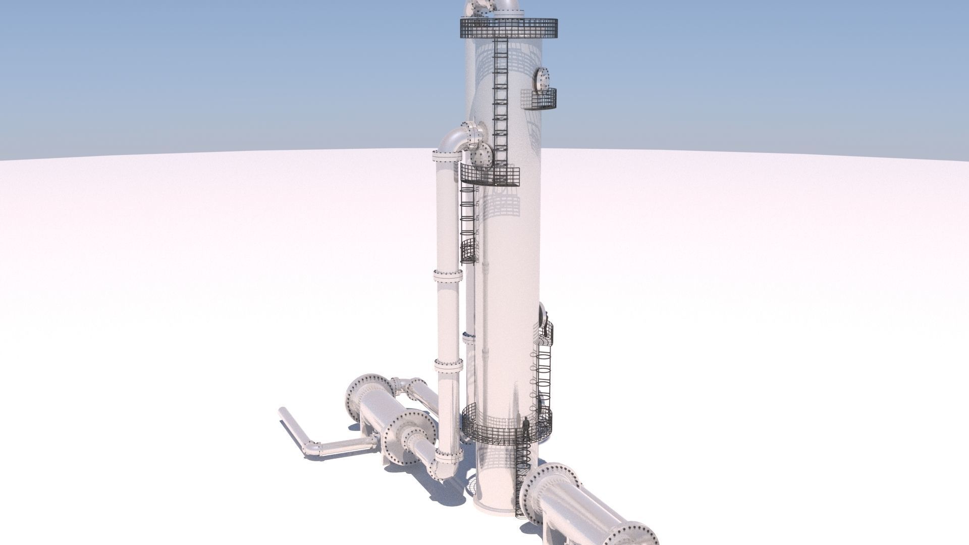 Refinery Distillation Column 05 3D model | CGTrader