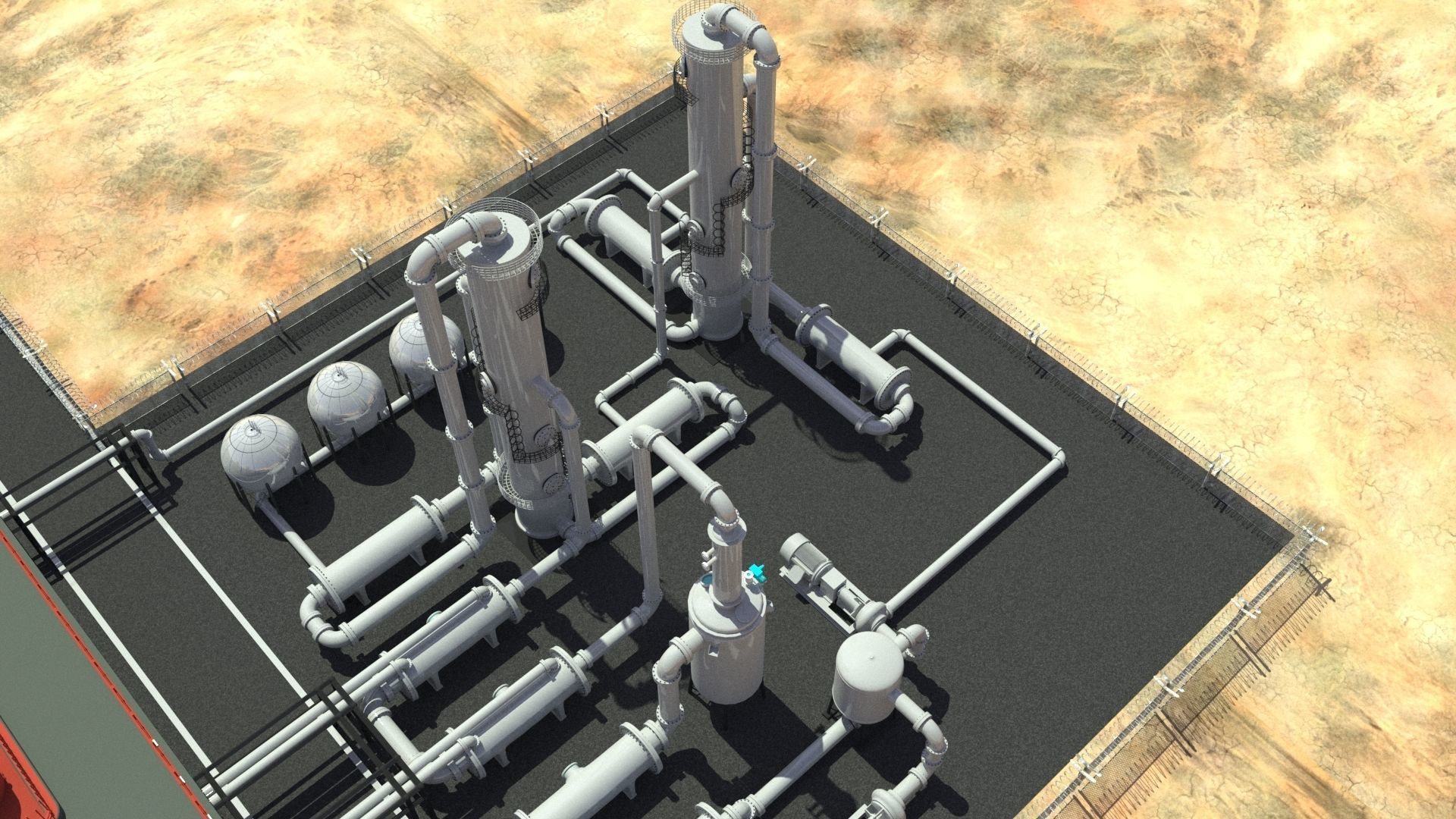 Chemical Plant for Dimethyl Ether production 3D model | CGTrader