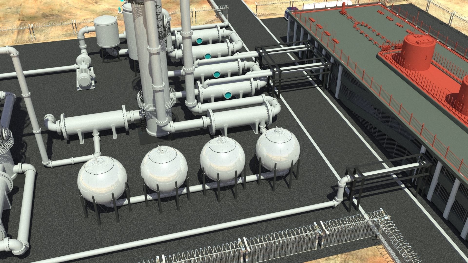 Chemical Plant for Dimethyl Ether production 3D model | CGTrader