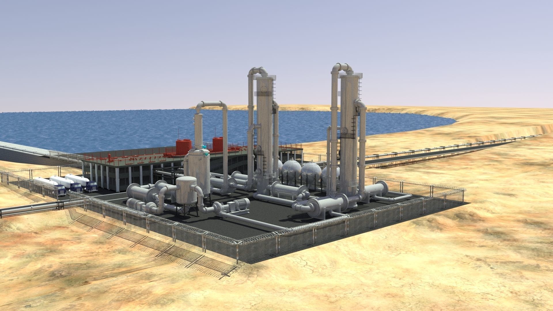Chemical Plant for Dimethyl Ether production 3D model | CGTrader