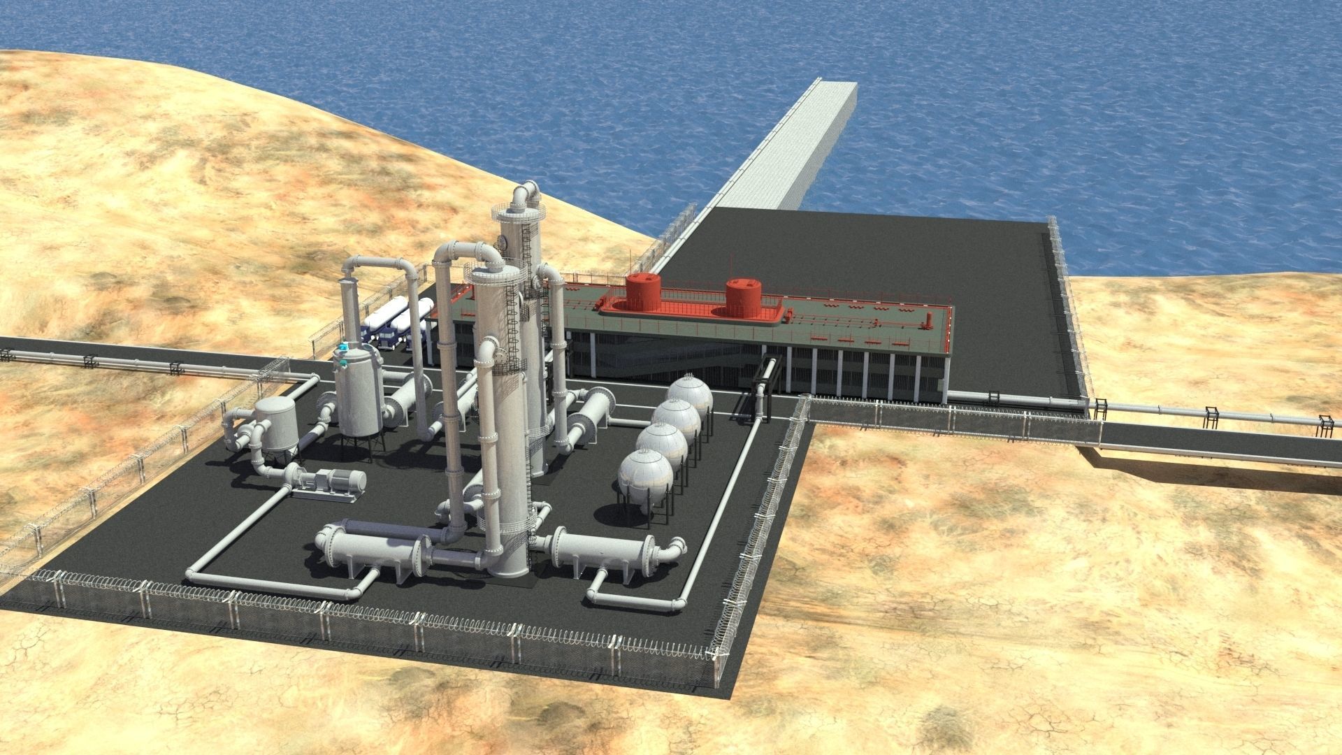 Chemical Plant for Dimethyl Ether production 3D model | CGTrader