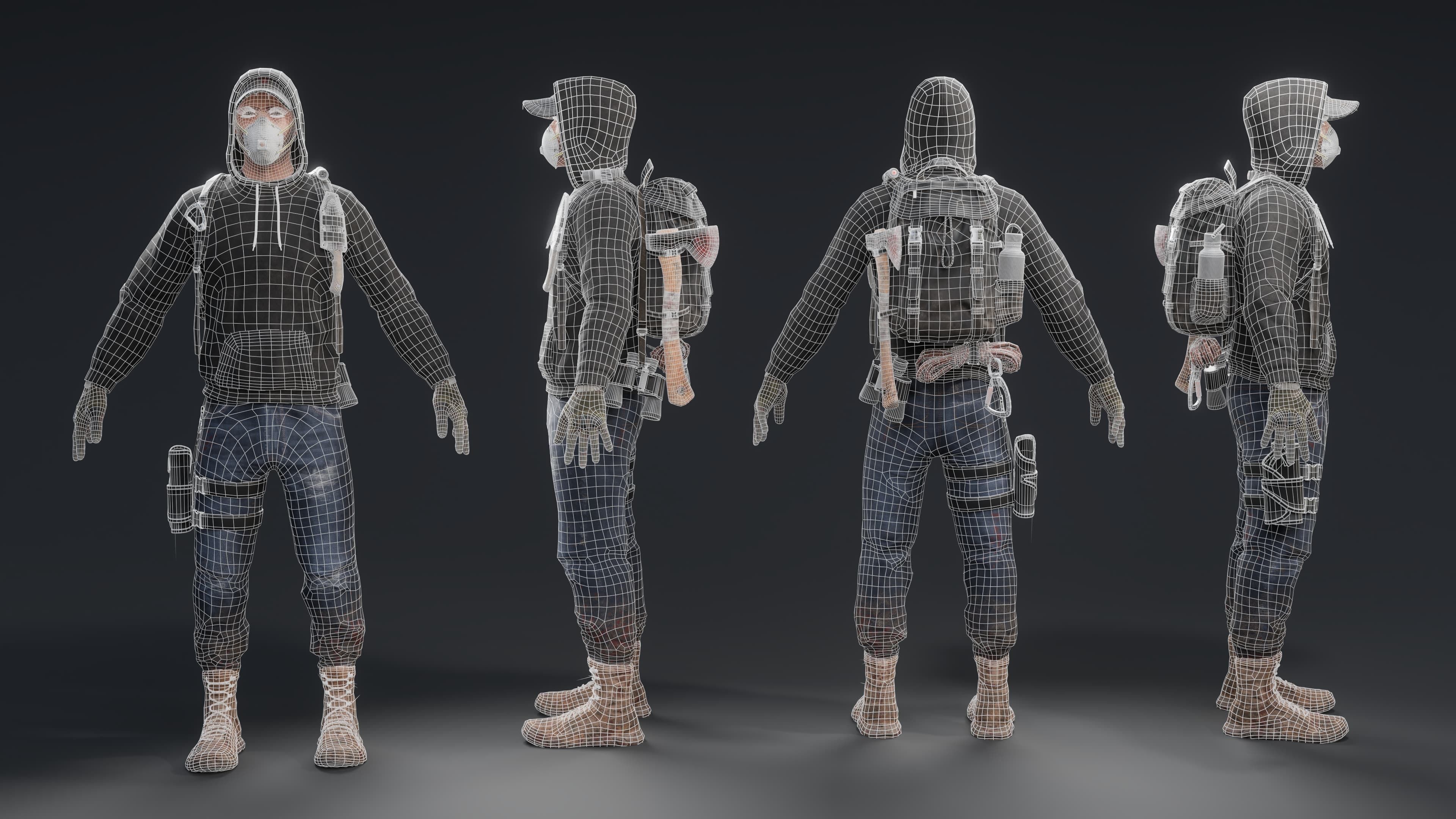 3D model Post Apocalyptic Survivor Character VR / AR / low-poly | CGTrader