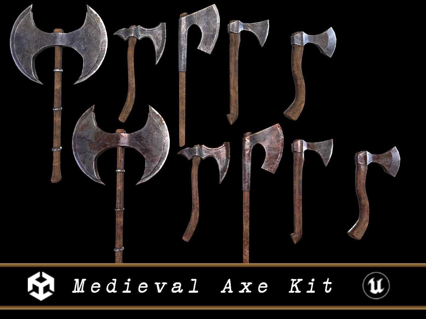 3D model Medieval Axe Kit VR / AR / low-poly | CGTrader