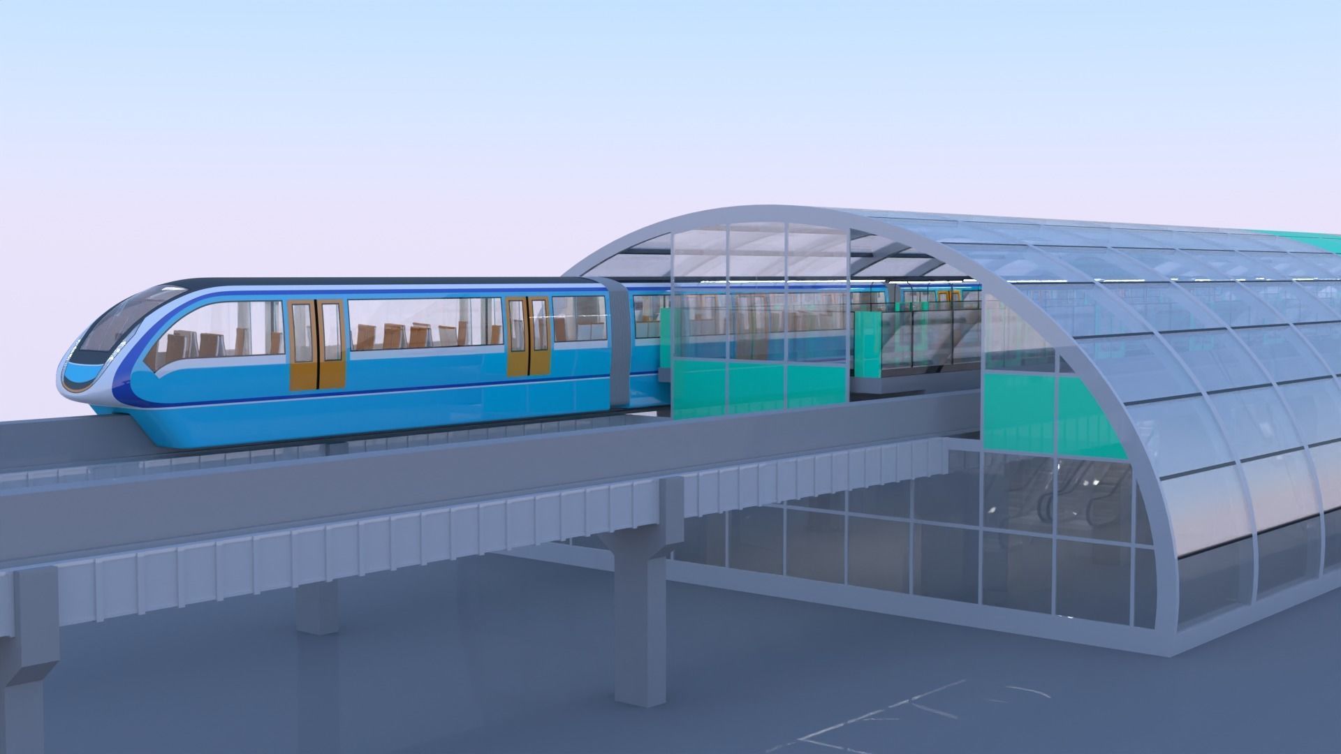 Monorail station with train 2024 IV 3D model | CGTrader