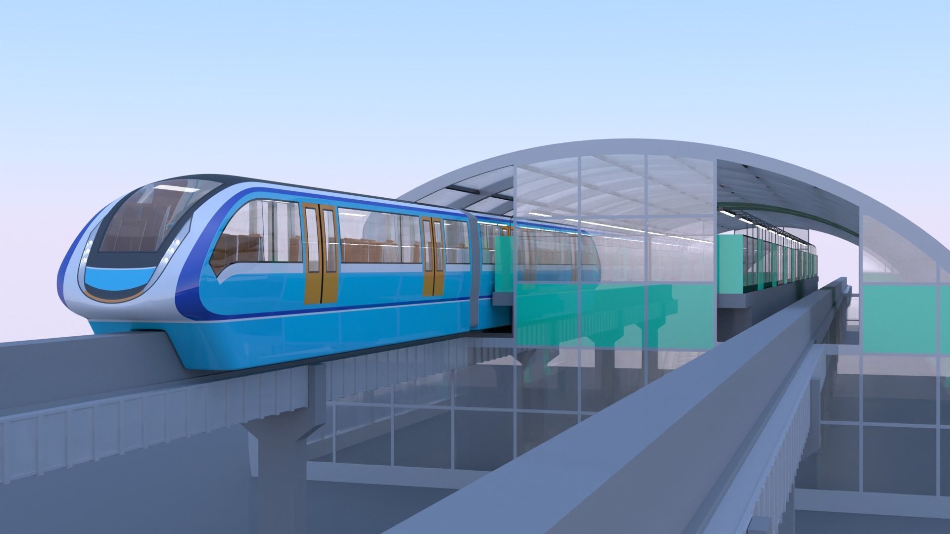 Monorail station with train 2024 IV 3D model | CGTrader