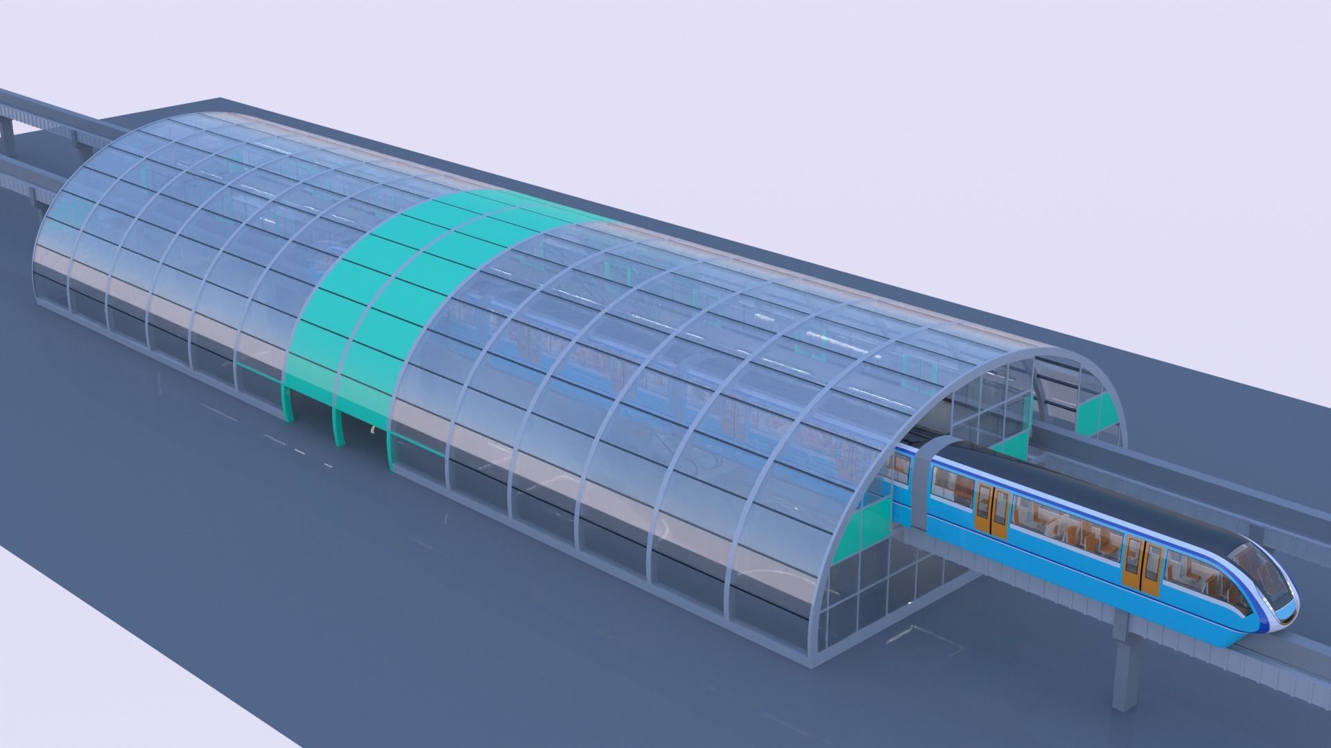 Monorail station with train 2024 IV 3D model | CGTrader