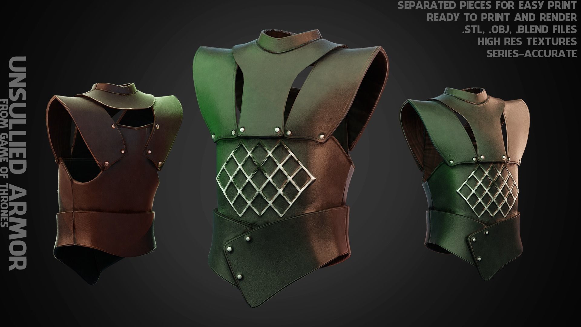 Game of Thrones Unsullied Armor for Cosplay 3D model 3D printable ...
