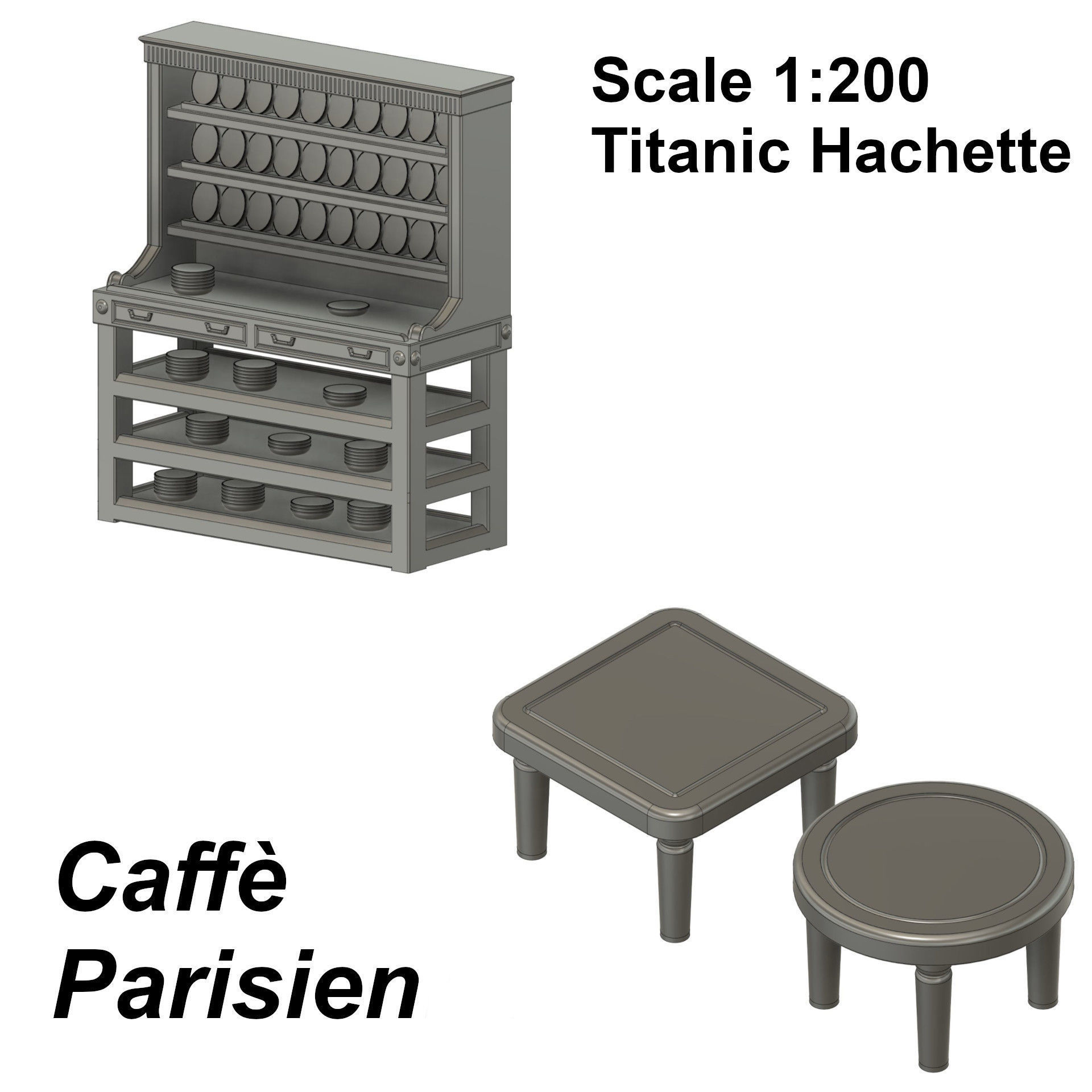 Cafe Parisien Acessories for Titanic Hachette 1-200 scale 3D model 3D ...