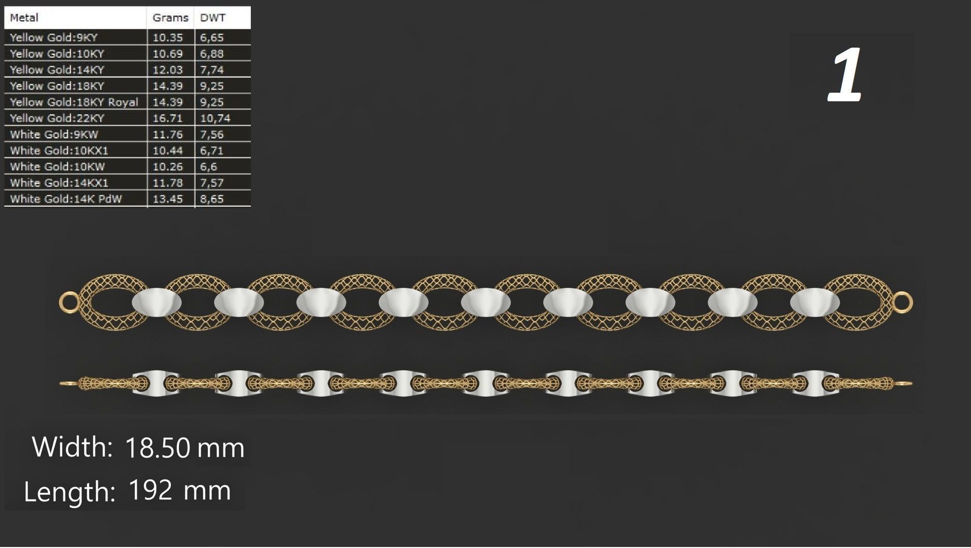 Turkish Jali Bracelet Chain 1 3D model 3D printable | CGTrader