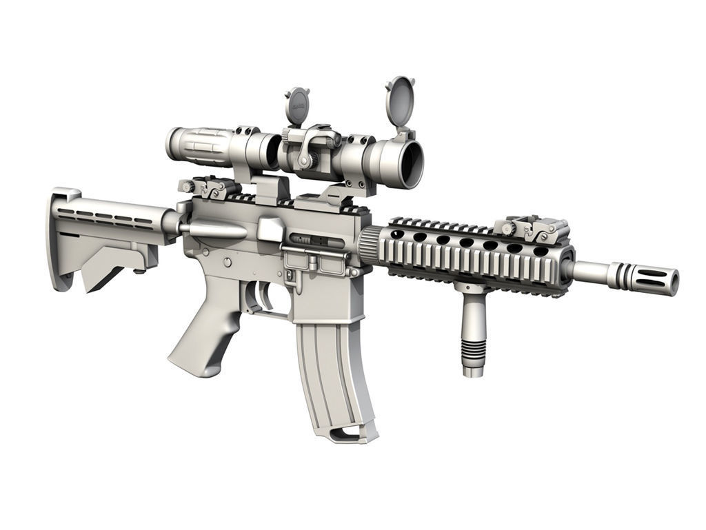Colt M4A1 SOPMOD Aimpoint Desert Camo 3D model | CGTrader