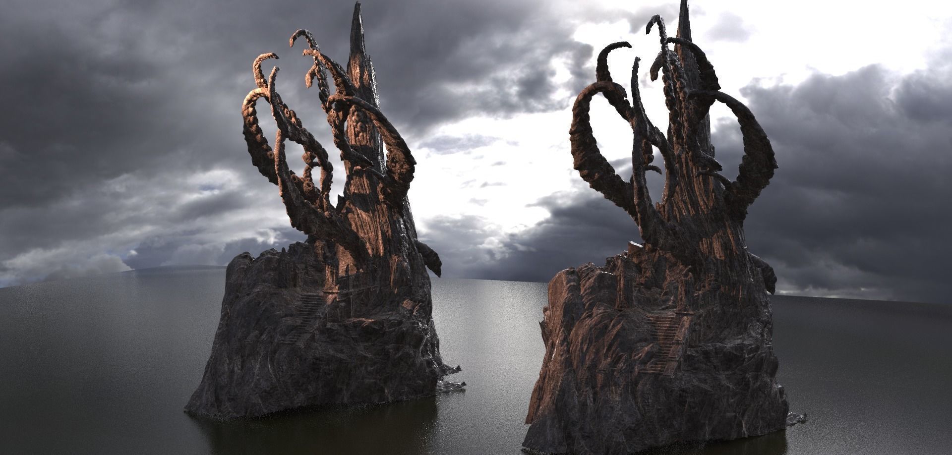Great Cthulhu Ocean colossal rocks 3D model | CGTrader