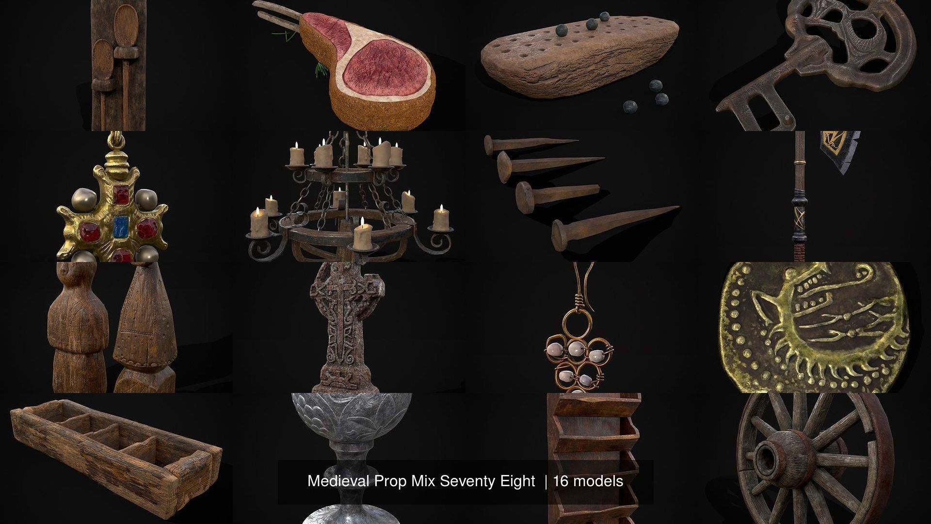 3D Model Collection Medieval Prop Mix Seventy Eight VR / AR / low-poly ...