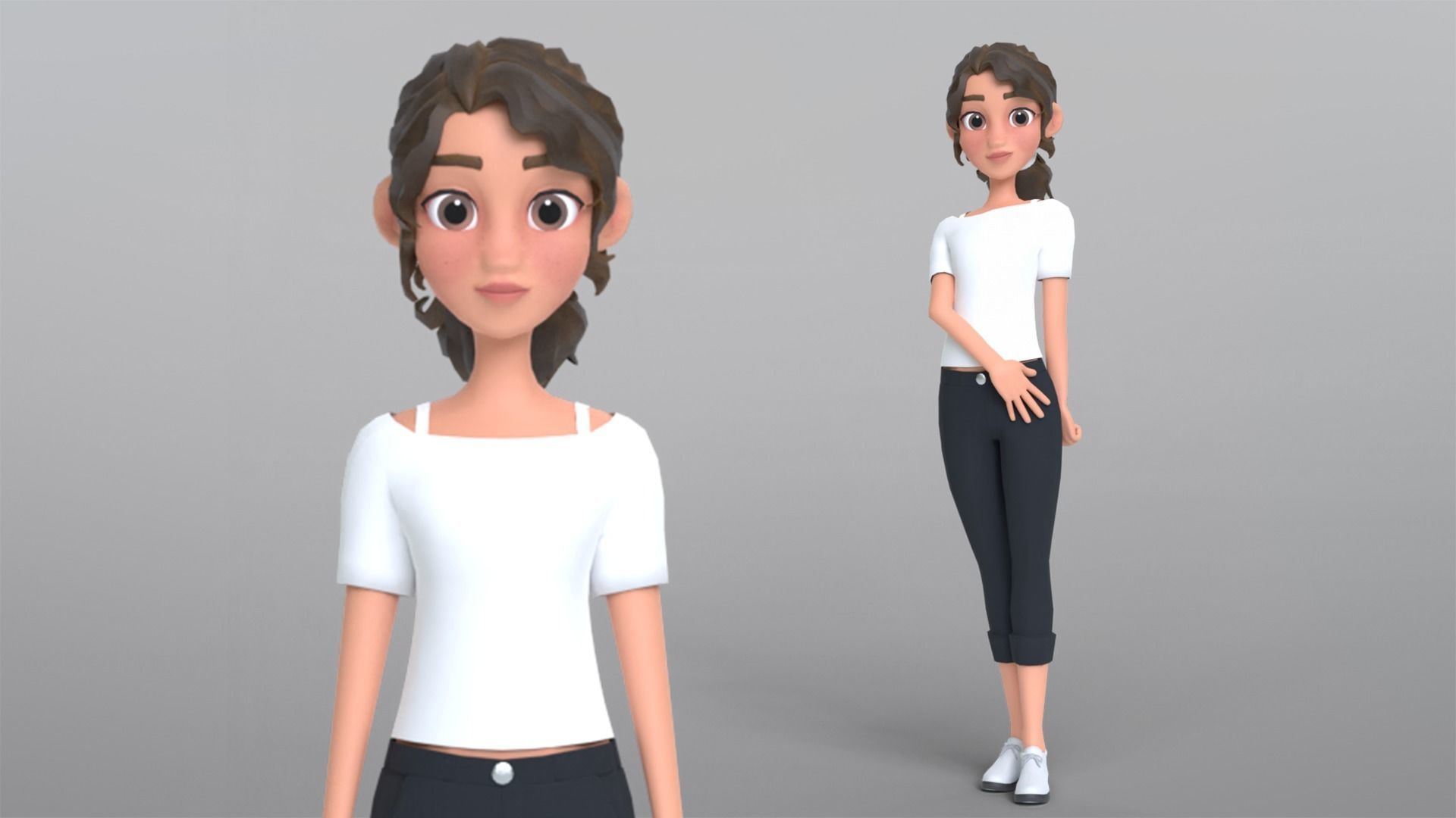 3D model Tiana Cartoon Girl Character VR / AR / low-poly | CGTrader