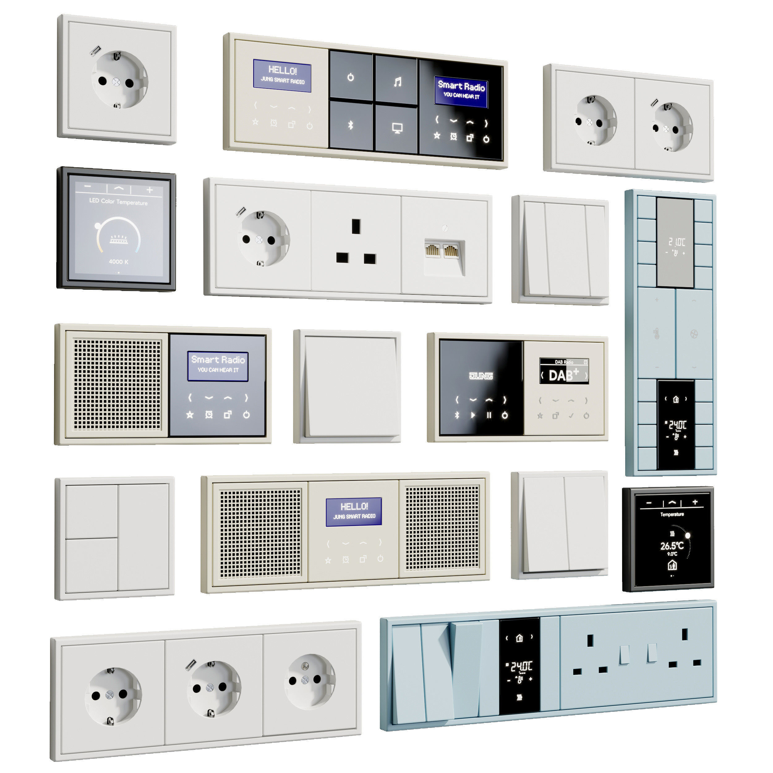 3D model switches and socket jung LS 990 Flat VR / AR / low-poly | CGTrader