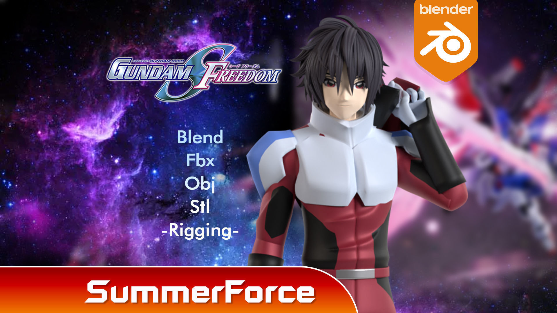 Shin Asuka - Gundam Seed Freedom 3D model rigged | CGTrader