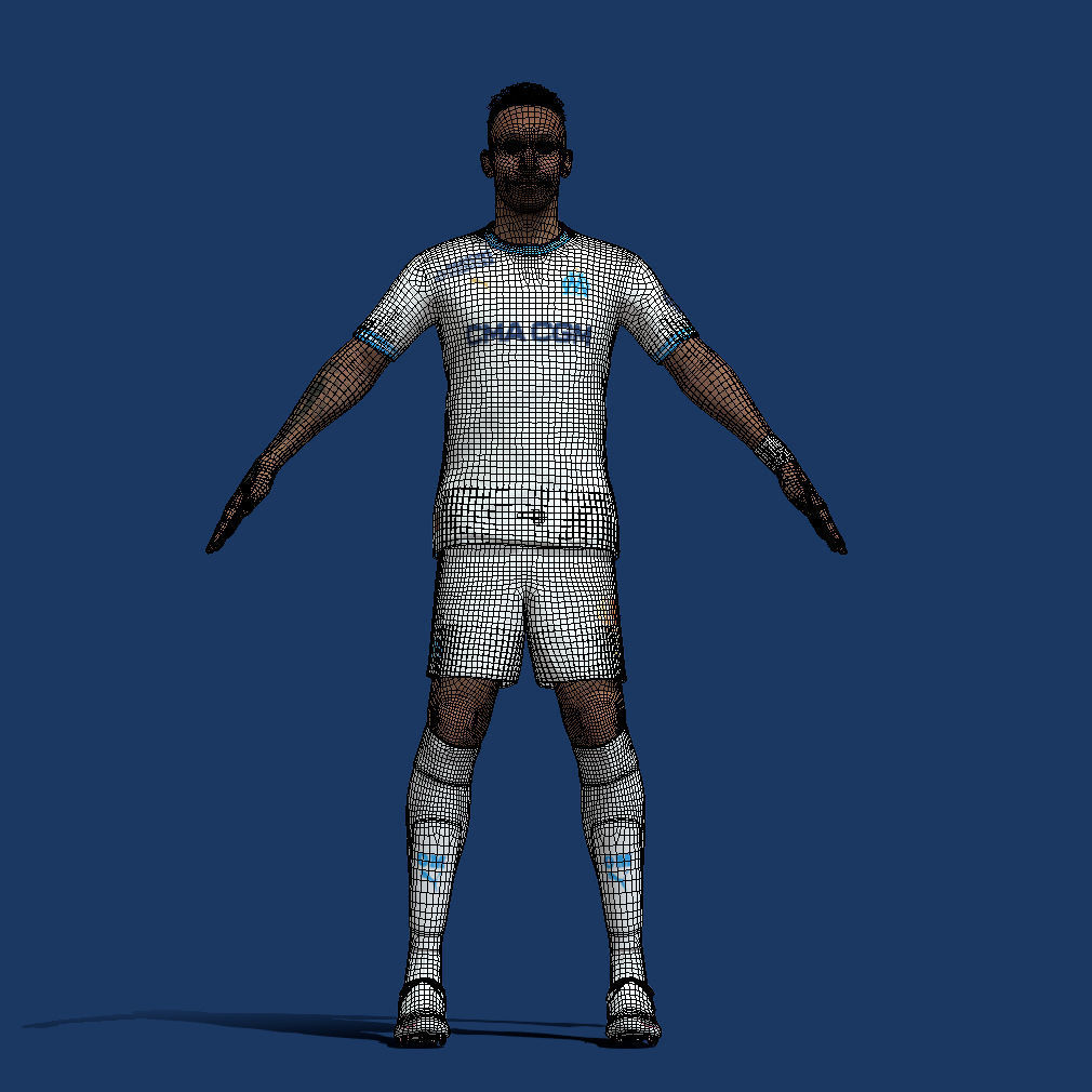 T-Pose body - face rigged Aubameyang Marseille 23-24 3D model animated ...