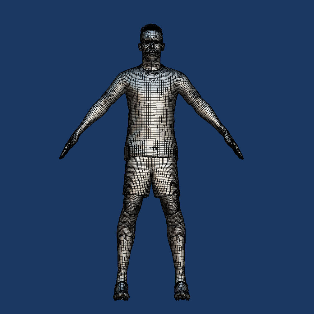 T-Pose body - face rigged Aubameyang Marseille 23-24 3D model animated ...