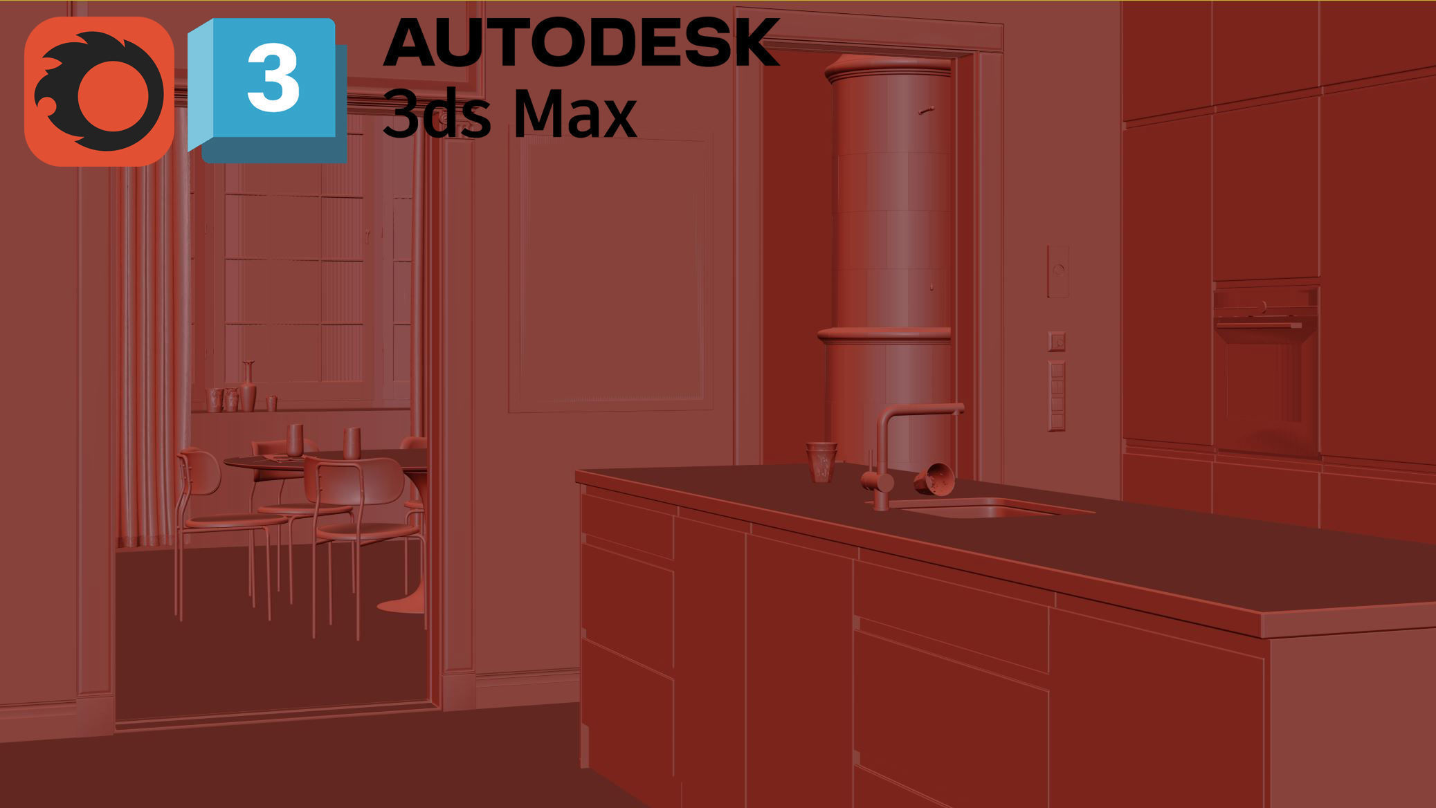 Kitchen render - 3ds max - corona render - full scene - PSD 3D model ...