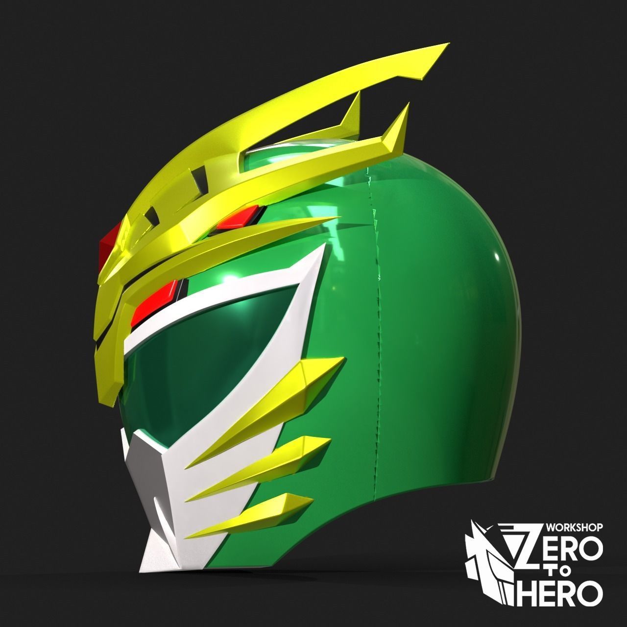 Power Ranger Drakkon Green Ranger Helmet 3D model 3D printable | CGTrader