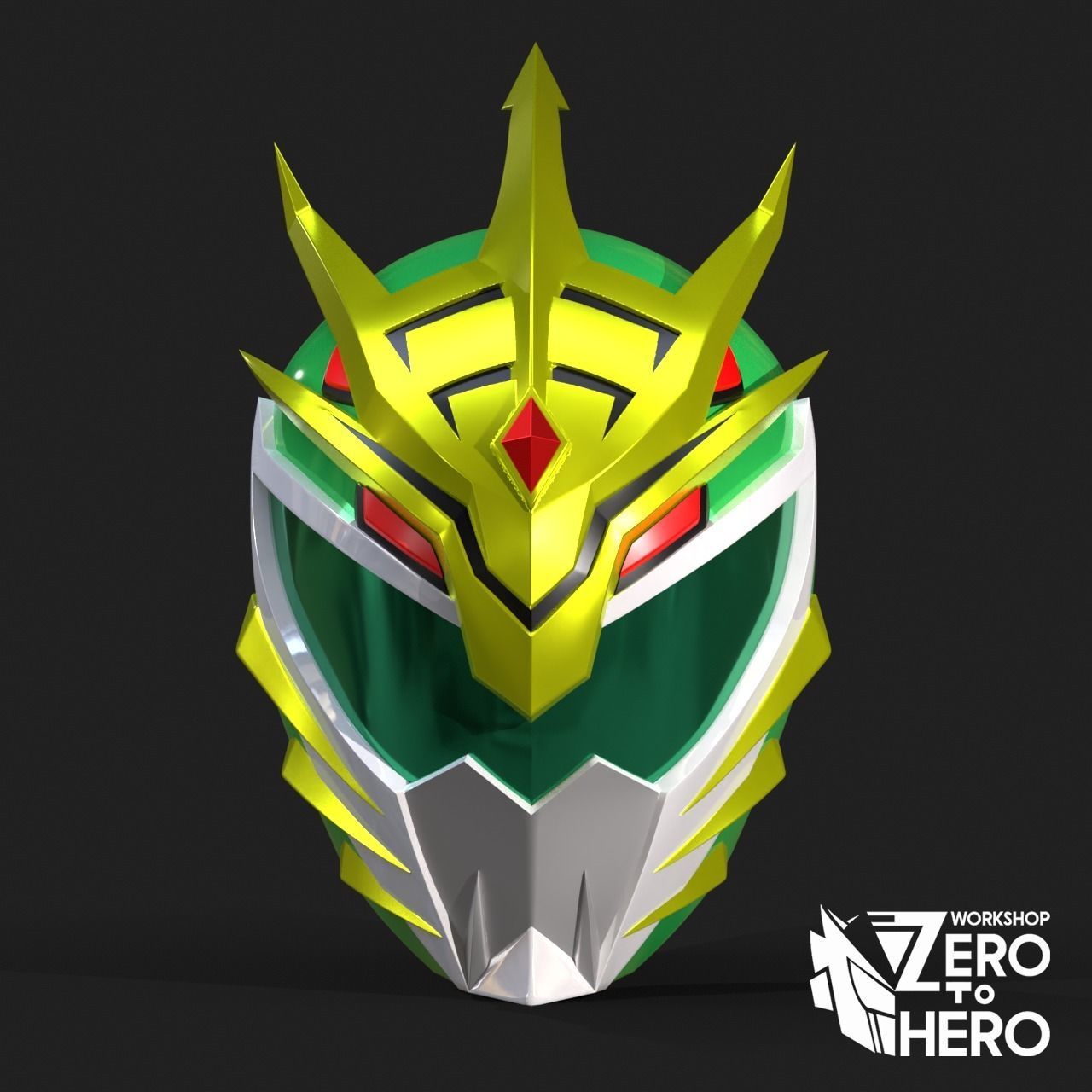 Power Ranger Drakkon Green Ranger Helmet 3D model 3D printable | CGTrader