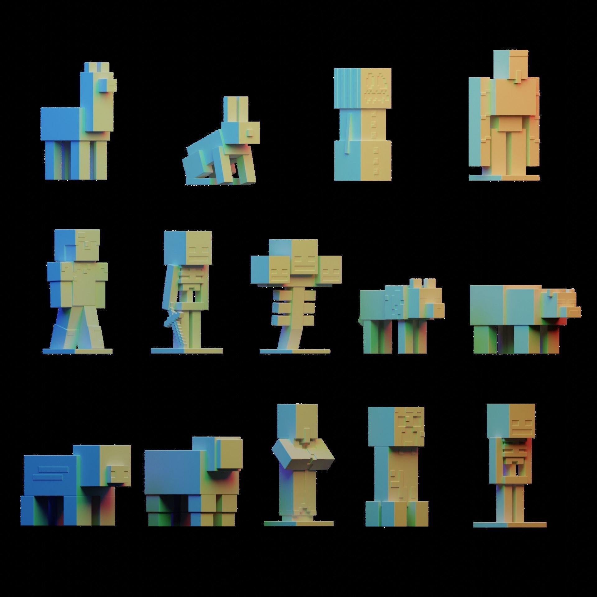 Minecraft figurines 3D model 3D printable | CGTrader