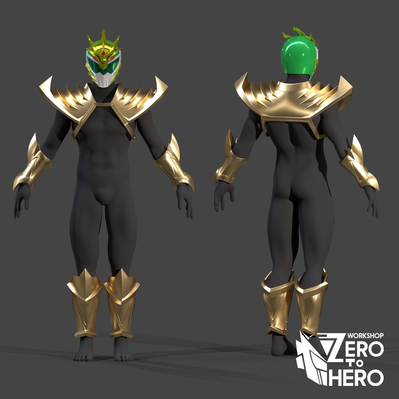Power Ranger Drakkon Green Ranger Armor and Helmet 3D model 3D ...